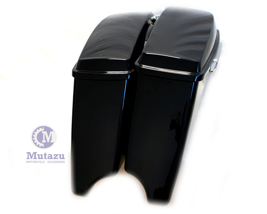 Mutazu Black CVO 4" Extended Stretched Saddlebags for 2014 - UP Harley ...