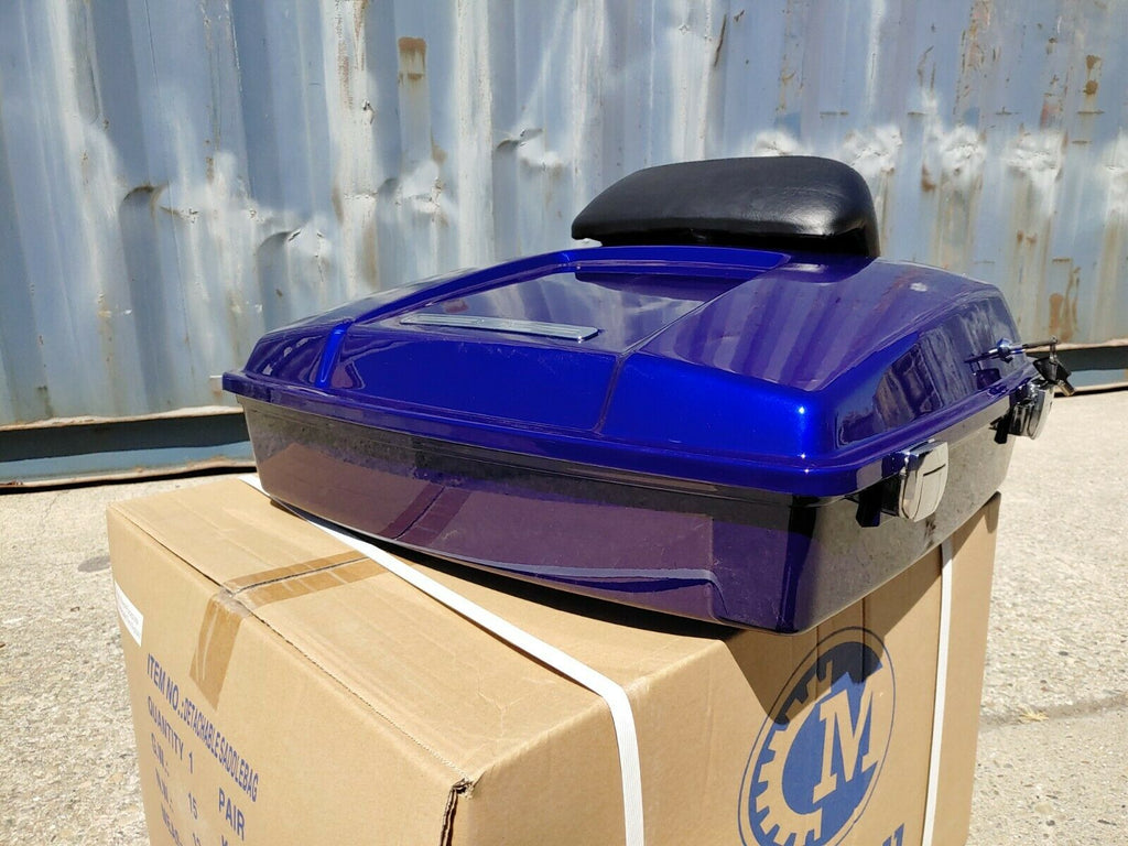 Cobalt Blue Razor Tour Pak with Chopped Backrest for Harley Touring 97 ...